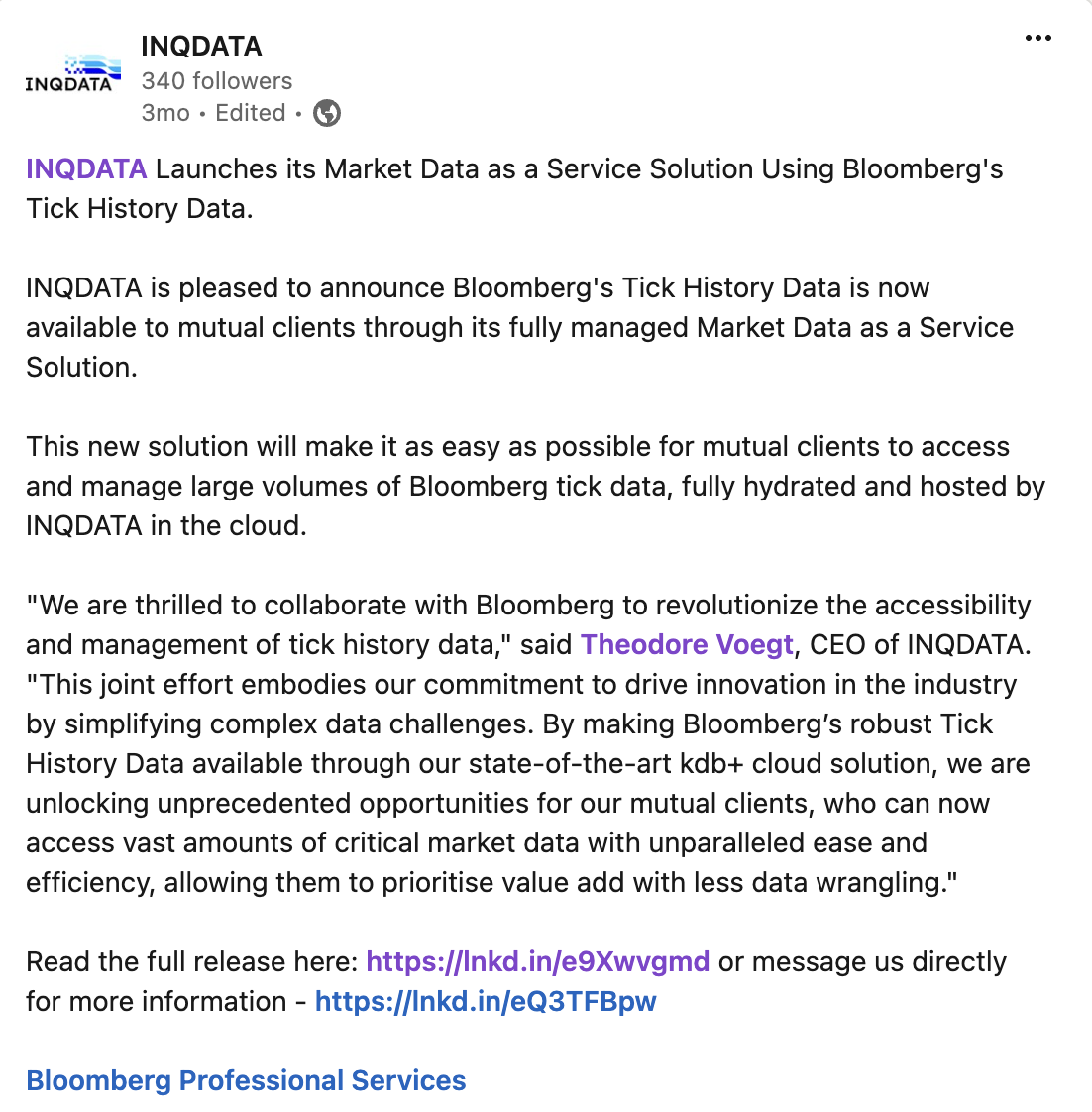 INQDATA | INQDATA Launches its Market Data as a Service Solution Using ...